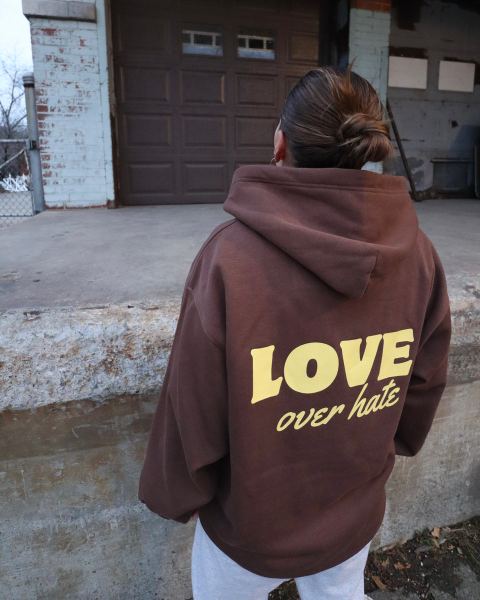 LOVE over hate HOODIE (Brown) – This Common Love